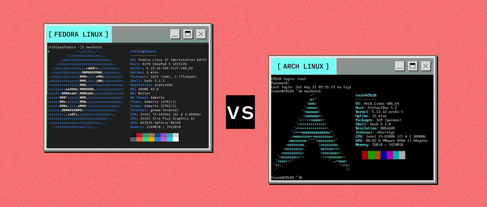Порівнюємо дистро Fedora та Arch Linux